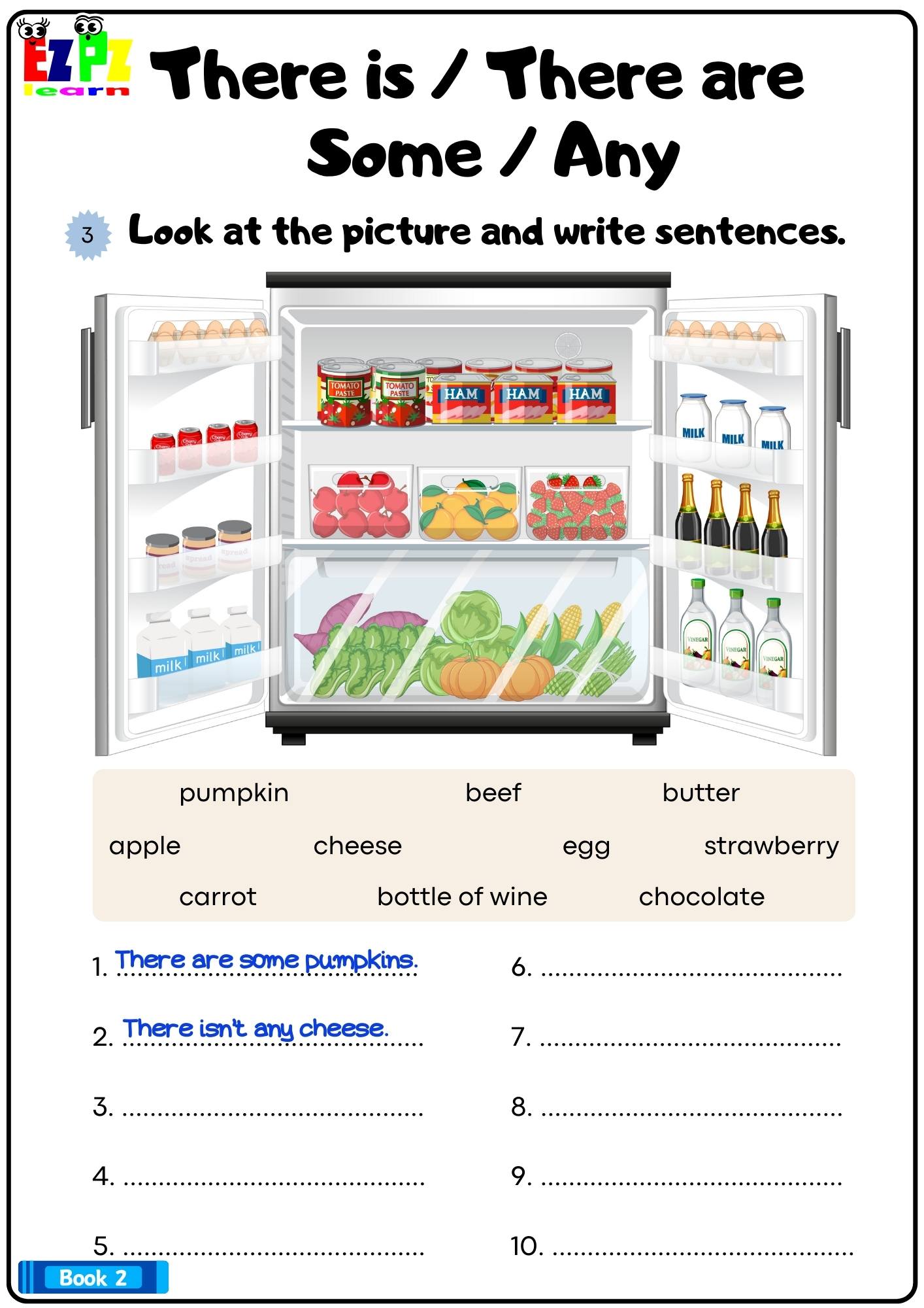 Countable and Uncountable There is, there are, some and any Grammar Worksheet Free Downloadable ...